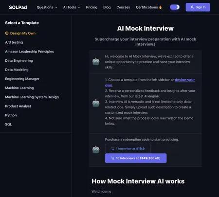 AI Mock Interview - Info Herramientas IA, Reseñas, Alternativas | sayhi2.ai