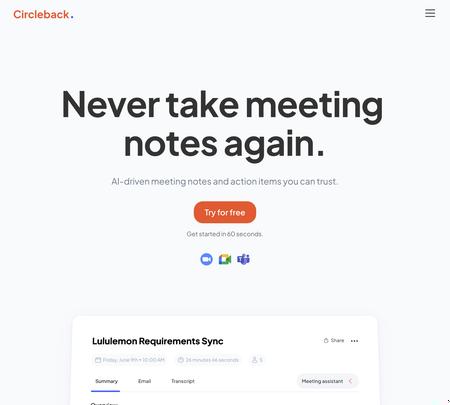 Circleback - AI Tool Info, Alternatives, Popularity | sayhi2.ai