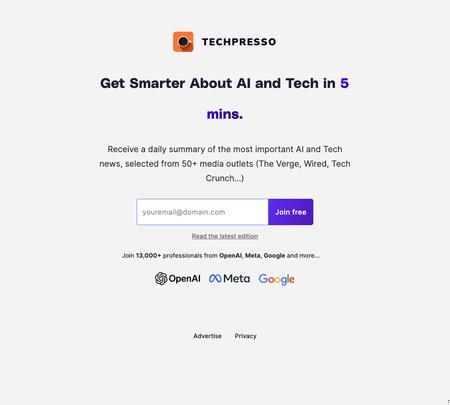 Techpresso - AIツール情報, 類似ツール, 人気度 | sayhi2.ai