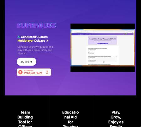 SuperQuiz - AIツール情報、類似ツール、人気度 | sayhi2.ai